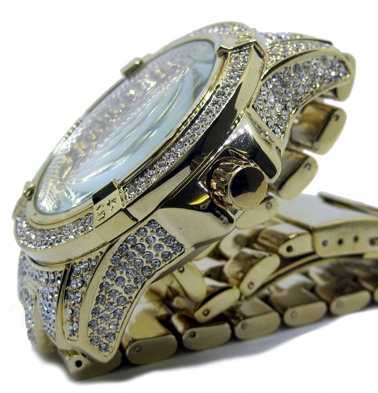 Mens Hip Hop 14K Gold Plated Alloy Quavo Iced Bling Cubic Zirconia ...