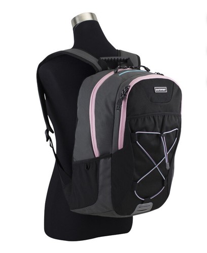 Eastsport Unisex Summit Bungee Backpack Charcoal/Pink/Black Back To ...
