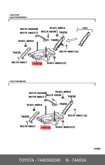 Genuine OE carrier sub-assy battery 7440360240 for TOYOTA 74403-60240 ...