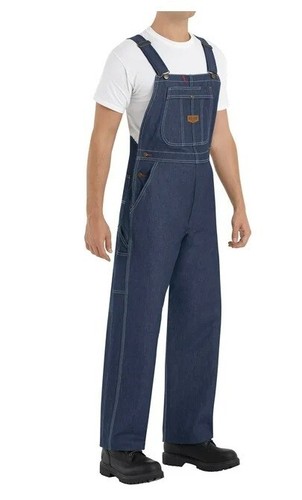 Red Kap Mens Denim Bib Overall BD10DN 30x32 | eBay