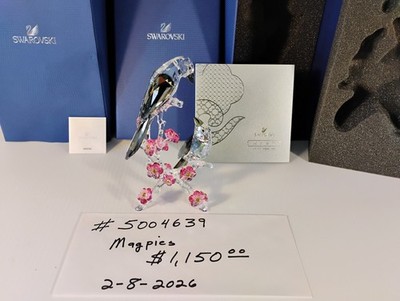 Swarovski crystal figurines-Magpies-Mint in the box-never displayed or ...