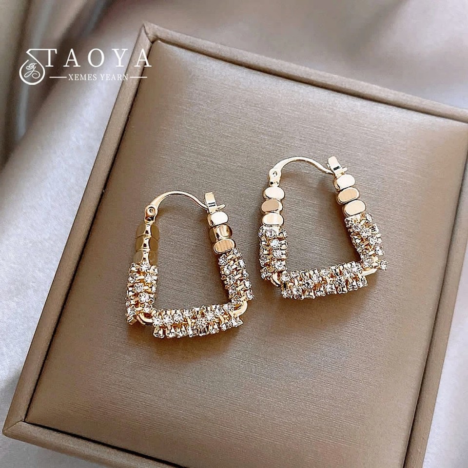 Taoya Geometric Zircon Drop Earrings – Copper Alloy, Gold or Silver | eBay