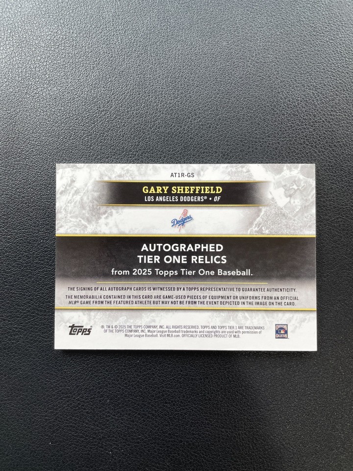 2025 Topps Tier One Baseball Gary Sheffield Tier One Reilc Auto 12/49 ...