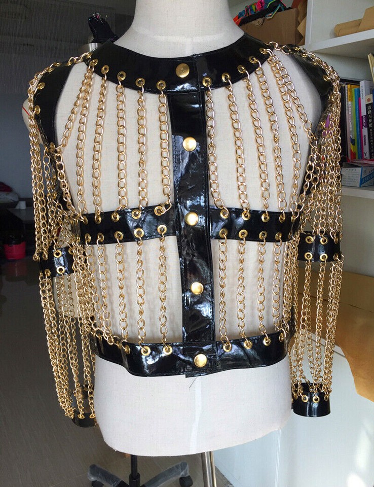 Women Sexy Gold Chains Costume Outfit Stage Performance Dance Wear ...