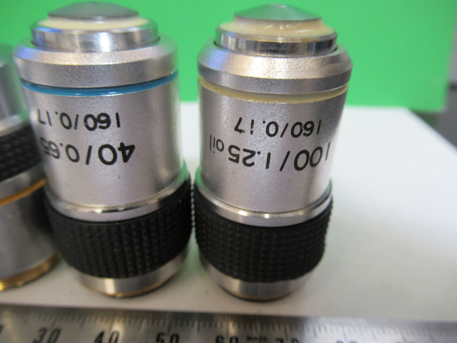LOT 3 EA 10X 40X 100X /160 LENSES OBJECTIVE MICROSCOPE PART AS PICTURED ...