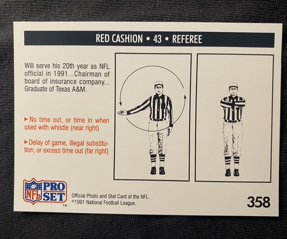 1991 NFL Pro Set Red Cashion Officials #358 | eBay