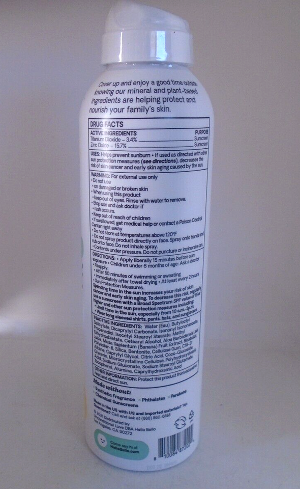 Hello Bello SPF 50 Mineral Sunscreen Spray 5 oz Hypoallergenic | eBay
