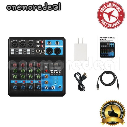 F-5A 5CH Audio Mixer Bluetooth Mixing Console Sound Card for PC Phone ...