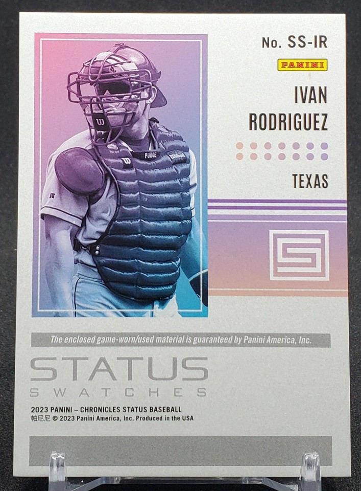 2023 Panini Chronicles IVAN PUDGE RODRIGUEZ Status Swatches TEXAS ...