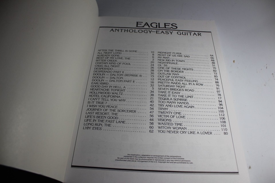 The Eagles Anthology Easy Guitar Songbook Glenn Frey Don Henly 112 Pages Tab | eBay