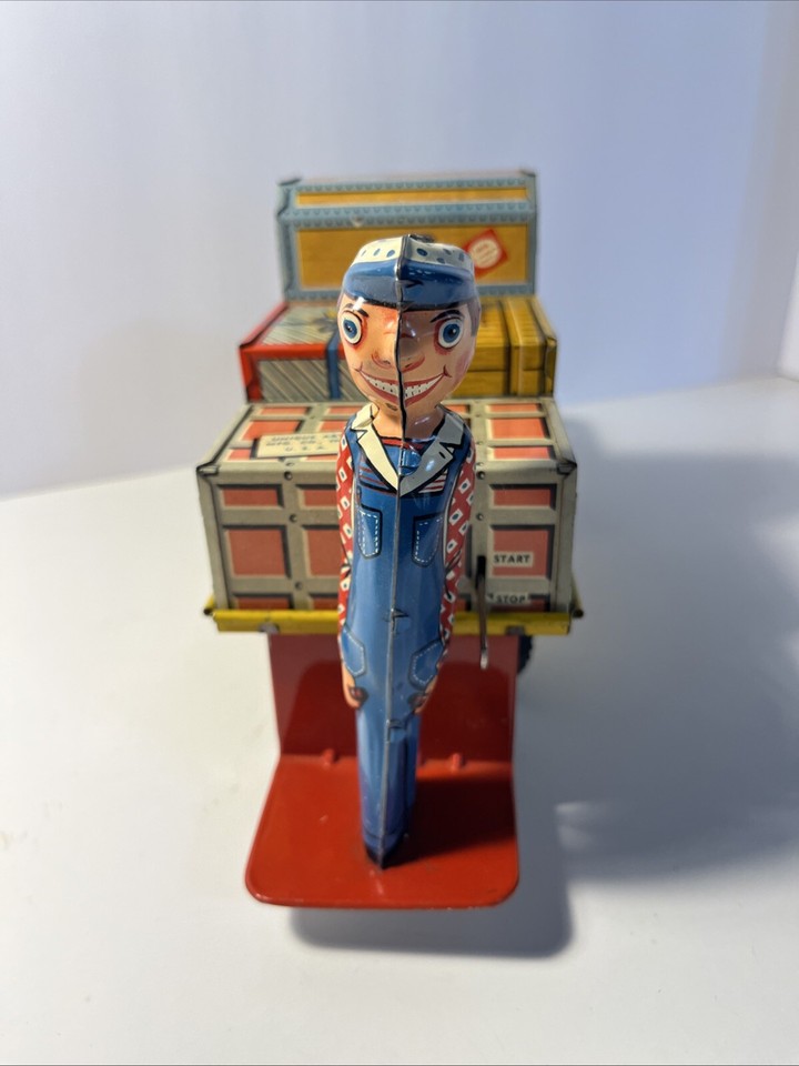 1930's Finnegan Wind Up Baggage Car Tin Toy Works! | eBay