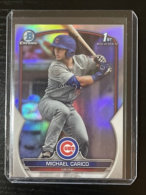 2023 Bowman Draft Michael Carico 1st Bowman Refractor Parallel Cubs BDC ...