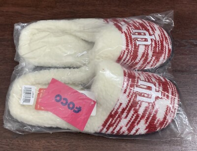 FOCO SHERPA FLEECE INDIANA UNIVERSITY red/ivory logo slippers, women's ...