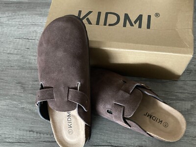 KIDMI Women's Suede Clogs Leather Mules Cork Footbed Sandals Potato ...