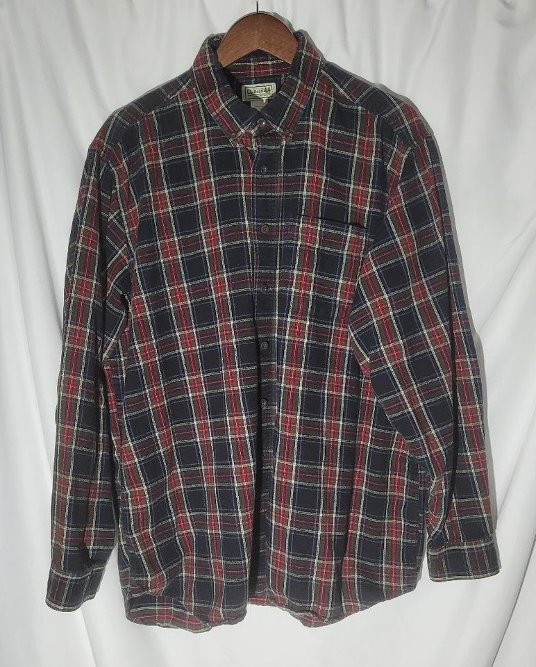 LL Bean Multi Plaid Flannel Button Up Long Sleeve Shirt Mens XL | eBay