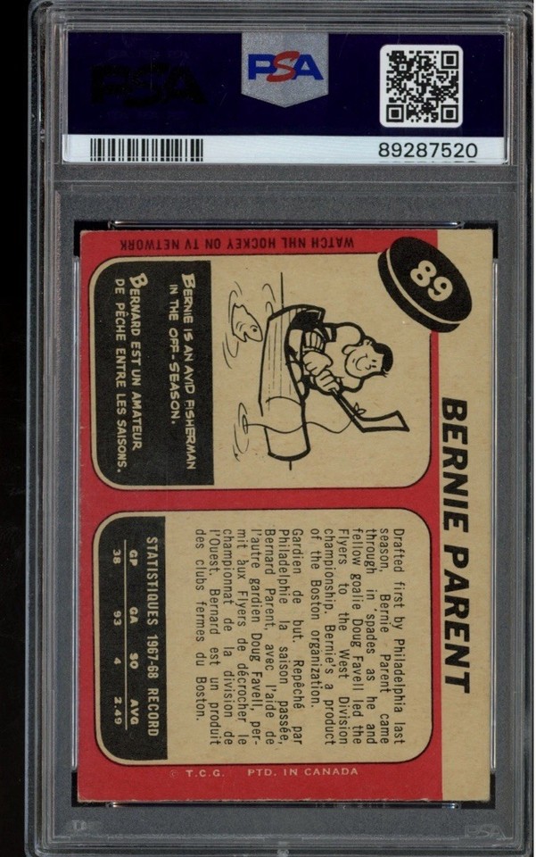 1968 O-PEE-CHEE BERNIE PARENT ROOKIE RC #89 PSA 4 | eBay