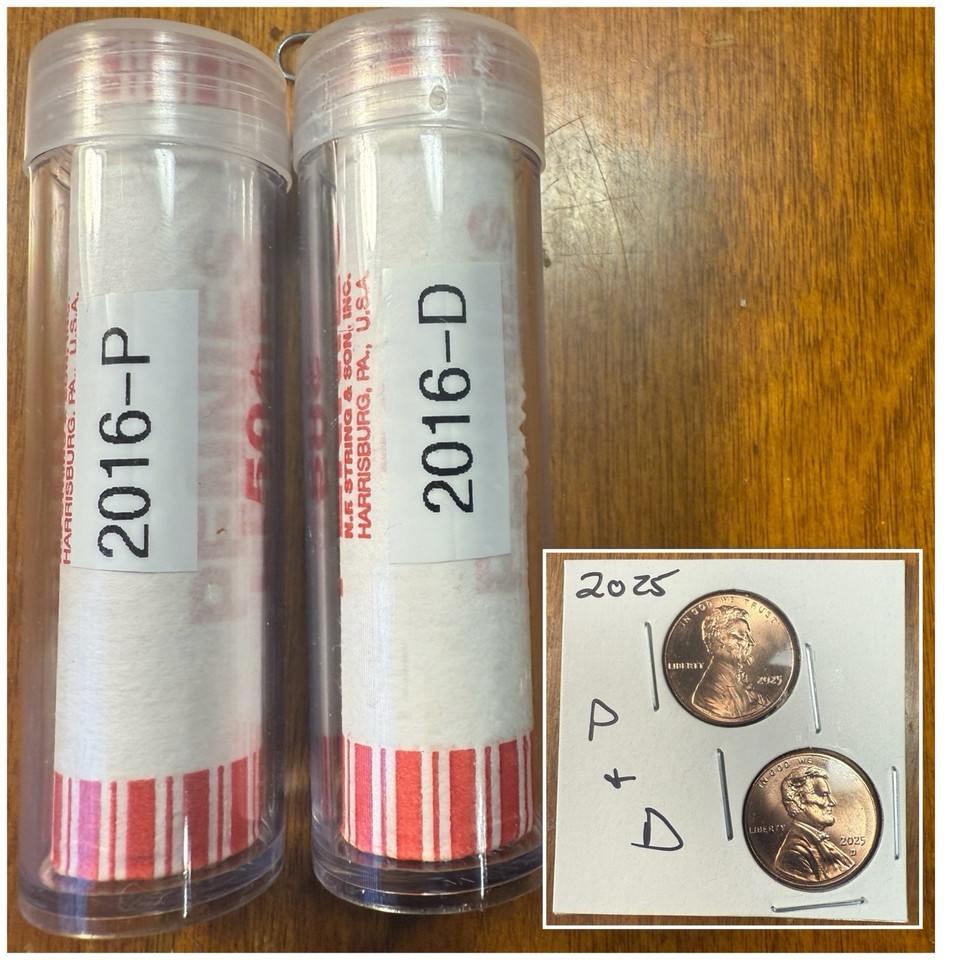 2016-P&D Rolls Of Lincoln Shield Cents. FREE 2025-P&D Coins w Purchase ...