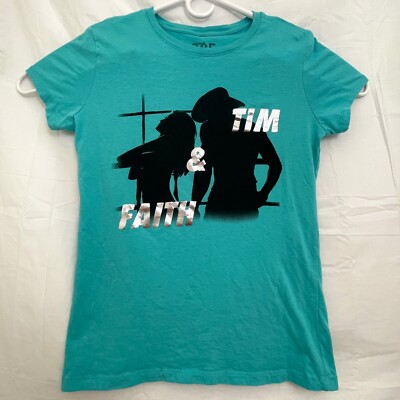 Tim McGraw & Faith Hill Shadows Band Tour Tee Women XL Aqua Blue | eBay