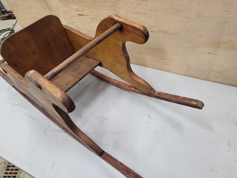 Child's Primitive 1912 Antique Shoo Fly Wood Rocking Horse with ...