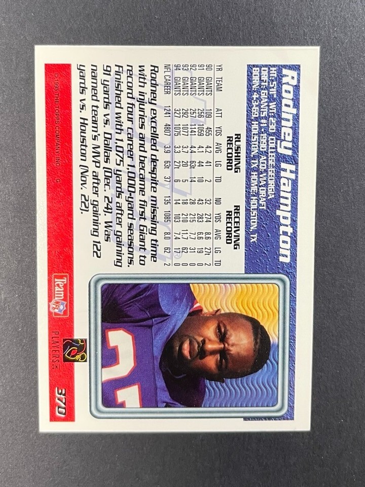 1995 Topps Carolina Panthers Special Inaugural Season Rodney Hampton ...
