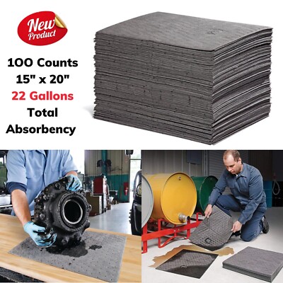 Liquid Absorbent Mat Pads Soak Oil Coolant Spill Auto Shop Garage Floor ...
