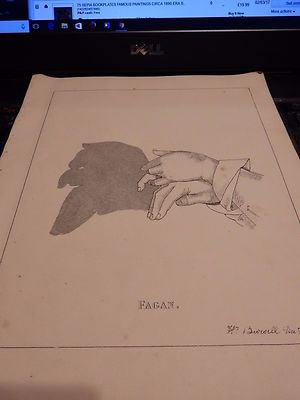 FAGAN - VICTORIAN HAND SHADOW PUPPET 1880 s original plate 19x24 cm JEW ...