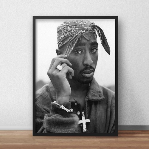 Tupac 2Pac Shakur BW Vintage Art Poster Print. Great Vanity Home Decor ...