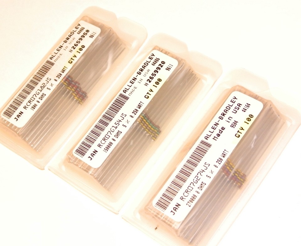 ALLEN BRADLEY 1/4W RCR07 resistor various values: 10R 100R 1K 10K 1M ...