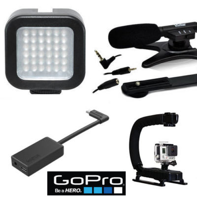 GoPro Pro 3.5mm MIC ADAPTER HERO5 Black/HERO5 SESSION + GRIP+LIGHT ...