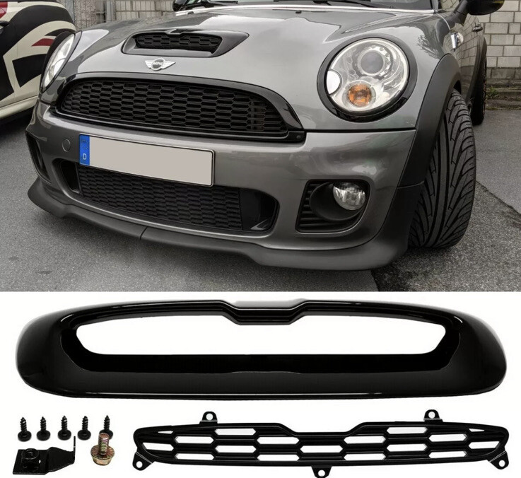 MINI COOPER S JCW R55 R56 R57 R58 GLOSS BLACK RAISED BONNET SCOOP AIR ...