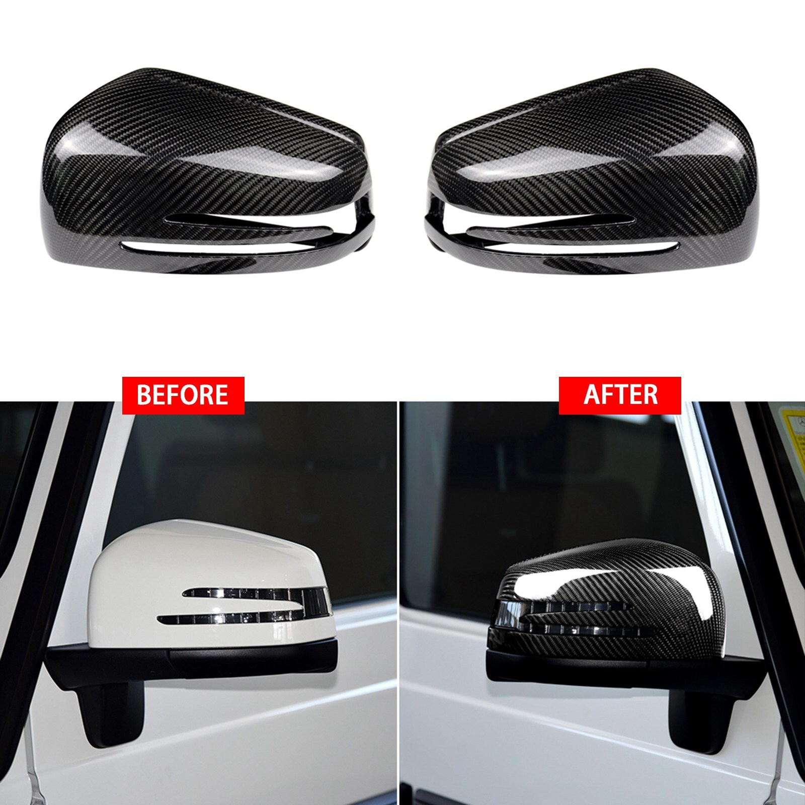 Pair Carbon Fiber Side Rear Mirror Covers For Mercedes W204 W212 W117 C ...