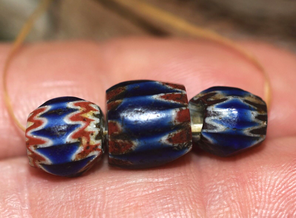 Antique Venetian Seven Layer Chevron Drawn Cane Beads African Trade ...