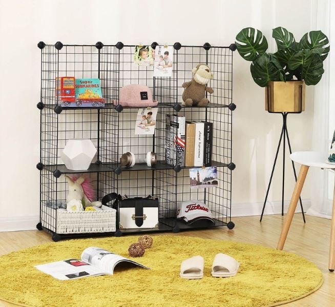 SONGMICS LPL115H 9-Cube Metal Wire Mesh Storage Organiser, Black | eBay UK