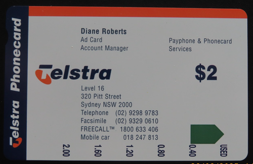 Australian phonecard - Telstra Staff Business Card - Diane Roberts ...