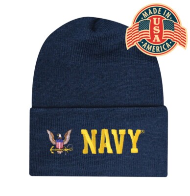 Embroidered US Navy Military USN Beanie Stocking Watch Cap Hat Licensed ...