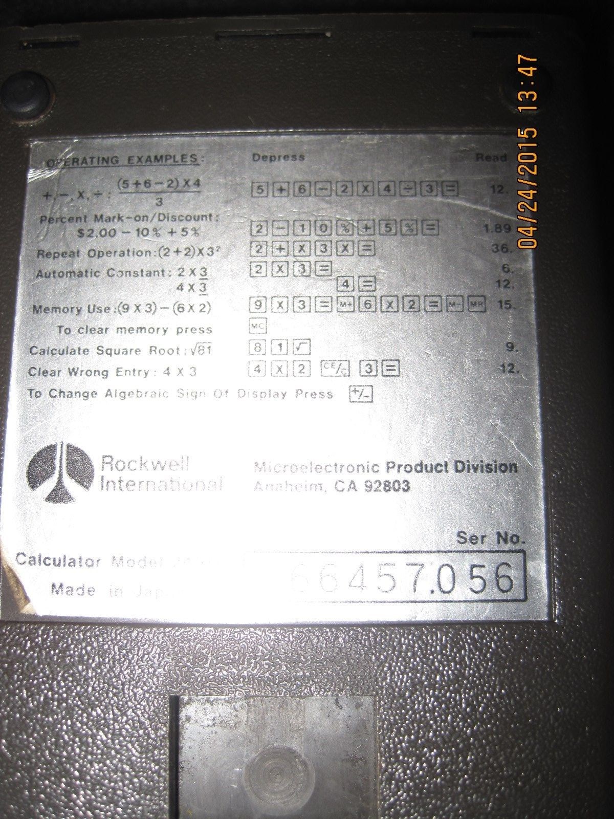 Vintage Rockwell 24RD-II Calculator | eBay