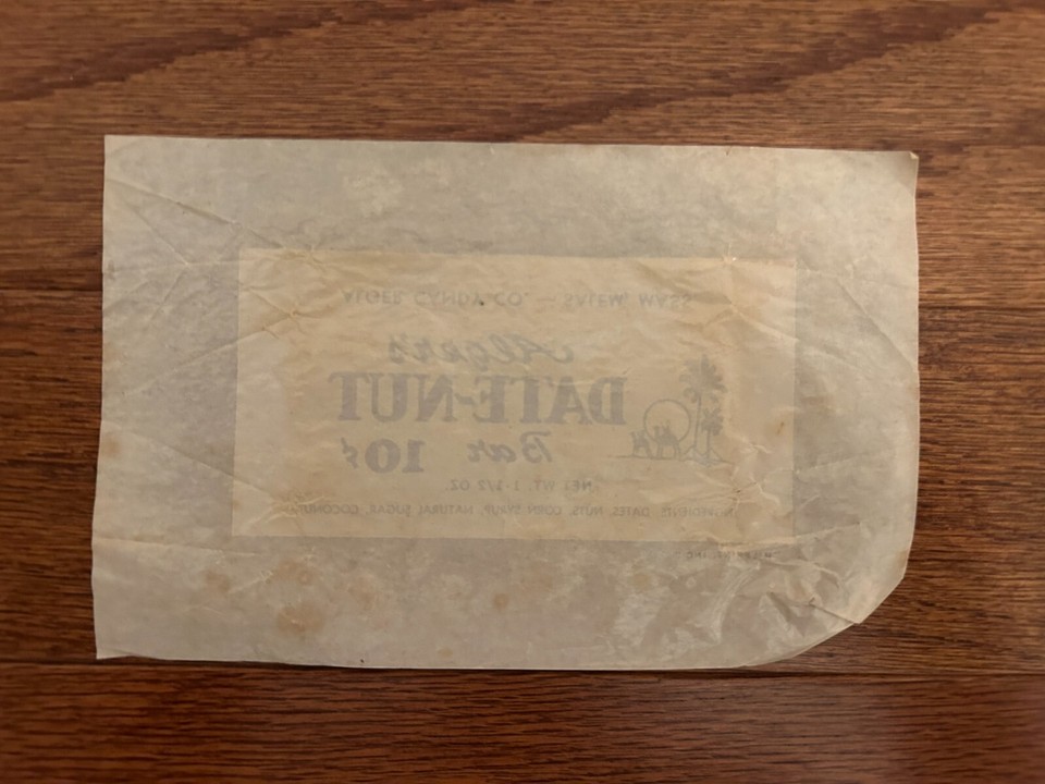Vintage {Alger Candy Co.} "ALGER'S DATE-NUT BAR" Candy Wrapper, RARE ...