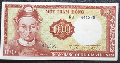 1966 Vietnam (Mot Tram Dong) 100 Dong banknote AUNC (+FREE 1 B.note) # ...