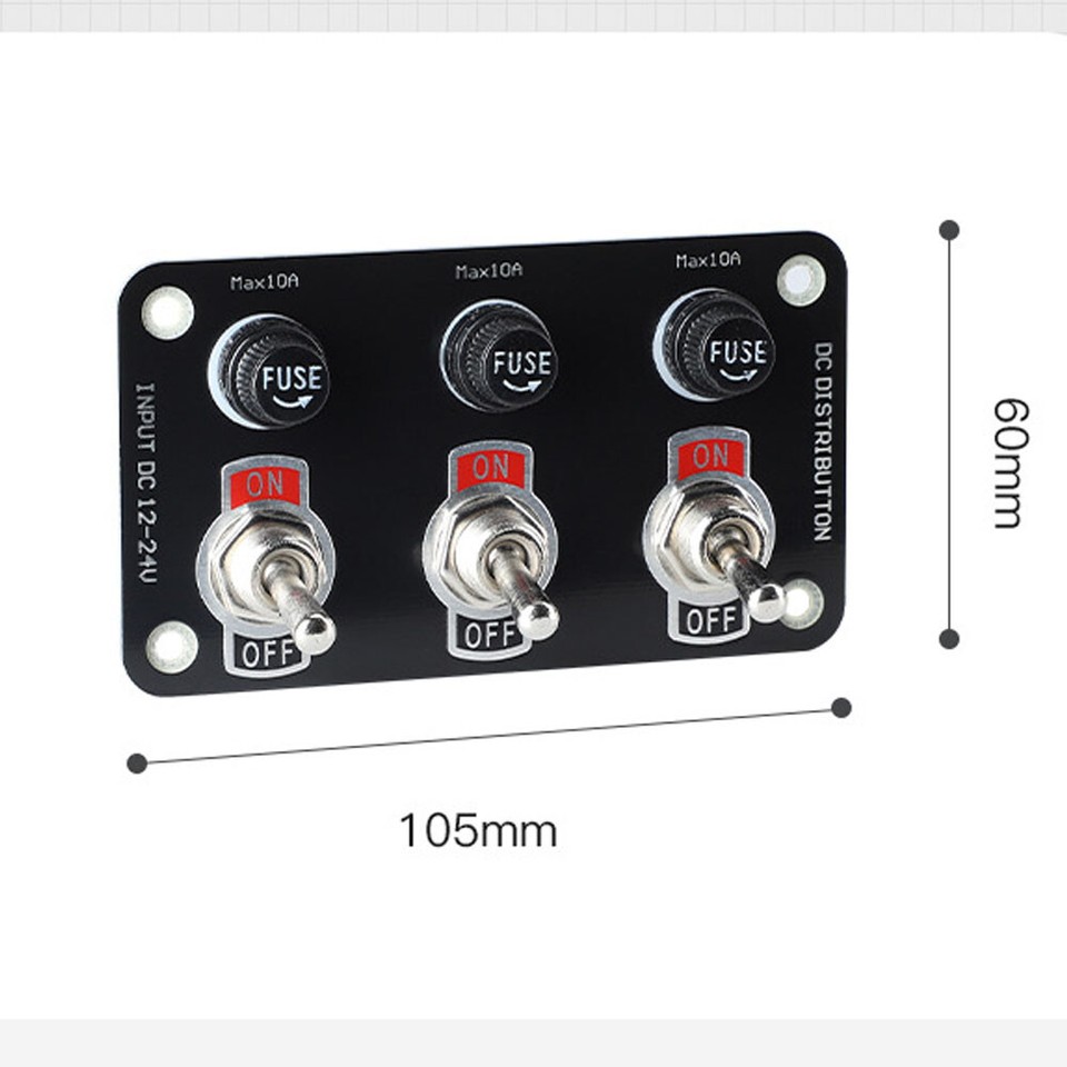 3 Gang Metal Rocker Switch Panel Circuit Breaker Fuse Box for Car ...