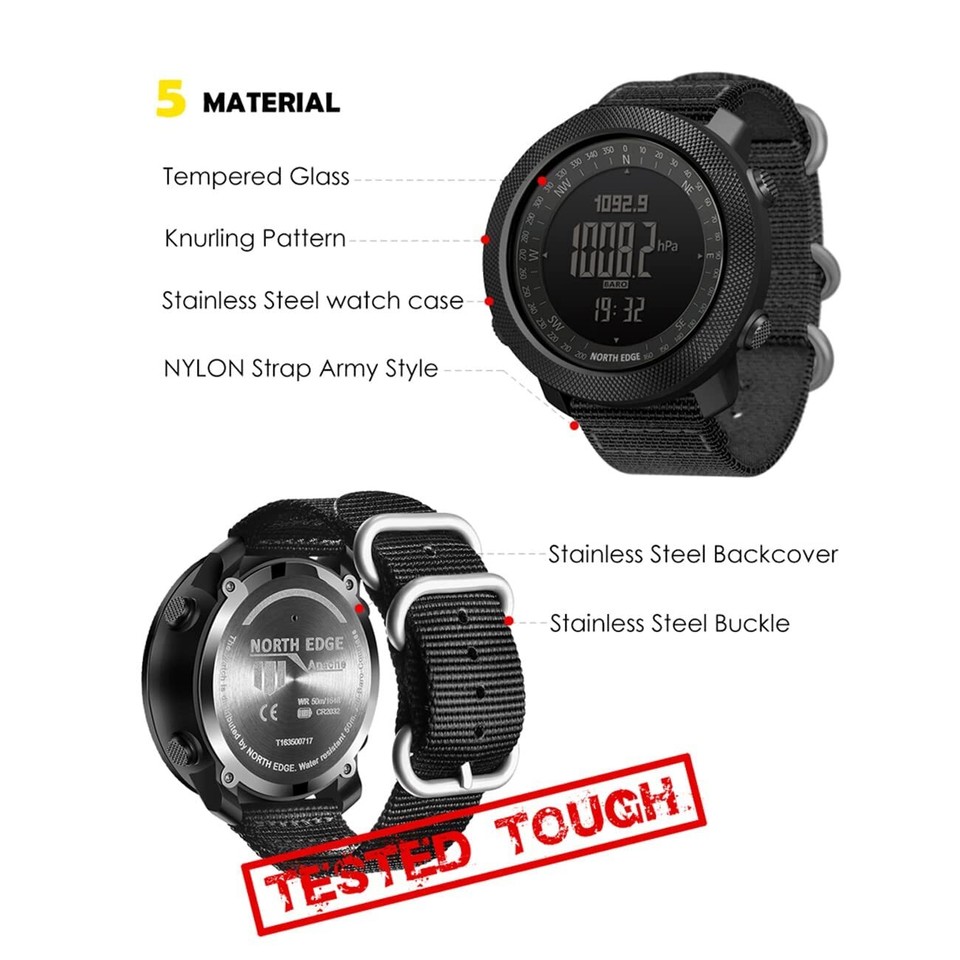 North Edge Apache Tactical Sports Watches for Men , Outdoor Survival ...