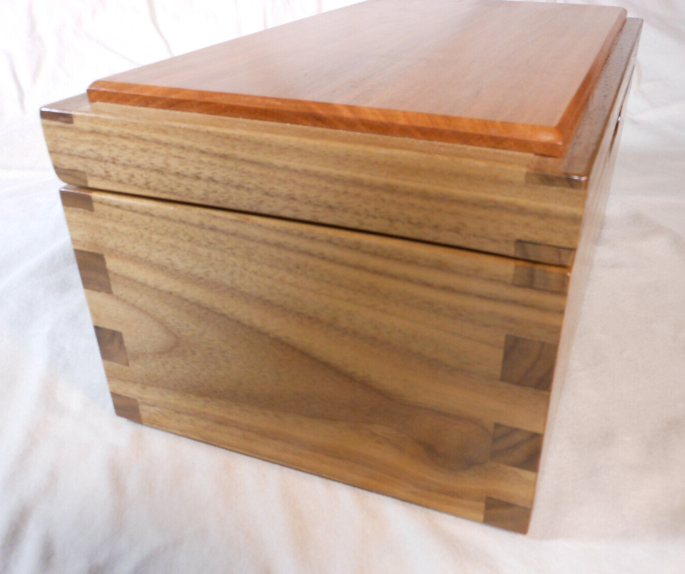 Walnut Jewelry Box with an American Cherry Panel Lid / Valet / Handmade ...