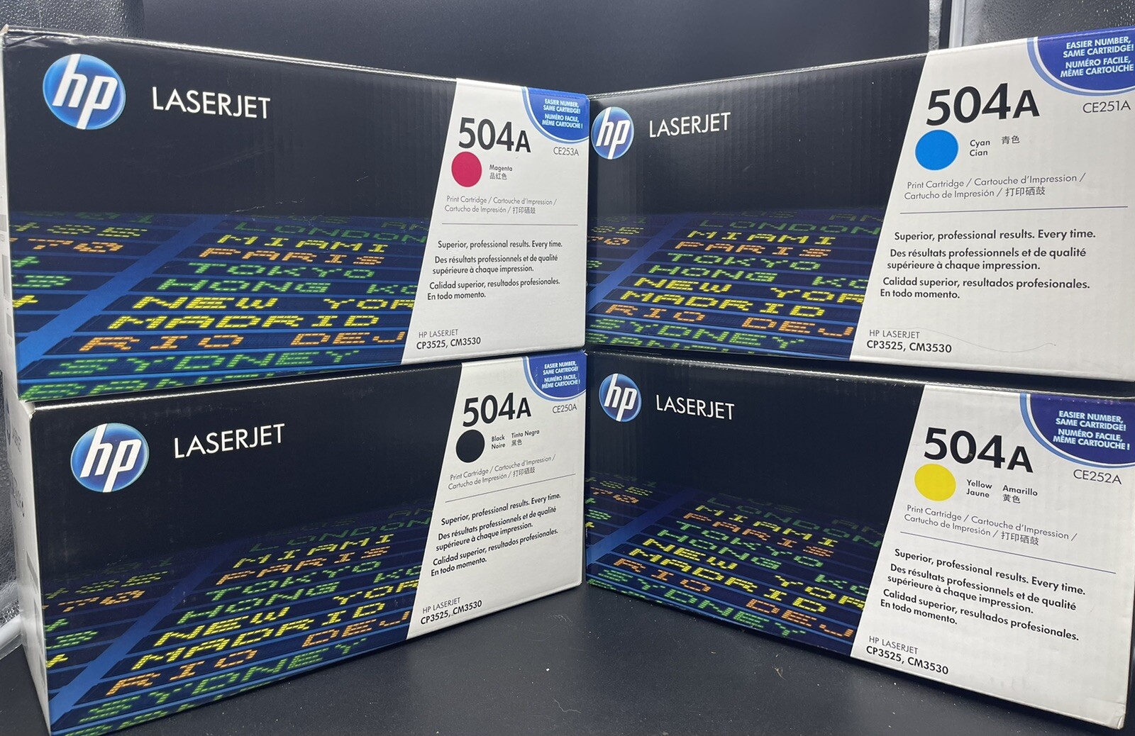 Genuine HP LaserJet 504A CMYK CE250A CE251A CE252A CE253A Toner ...