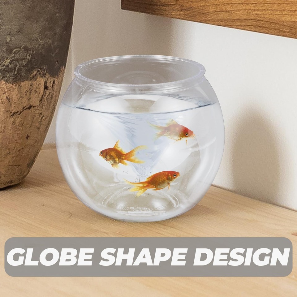 Mipcase Plastic Fish Bowl, Round Goldfish Tank Small Betta Fish Bowl ...