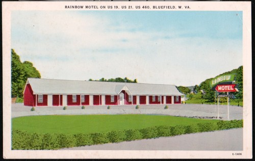 BLUEFIELD WV Rainbow Motel Vintage Postcard Old West Virginia Hotel VA ...