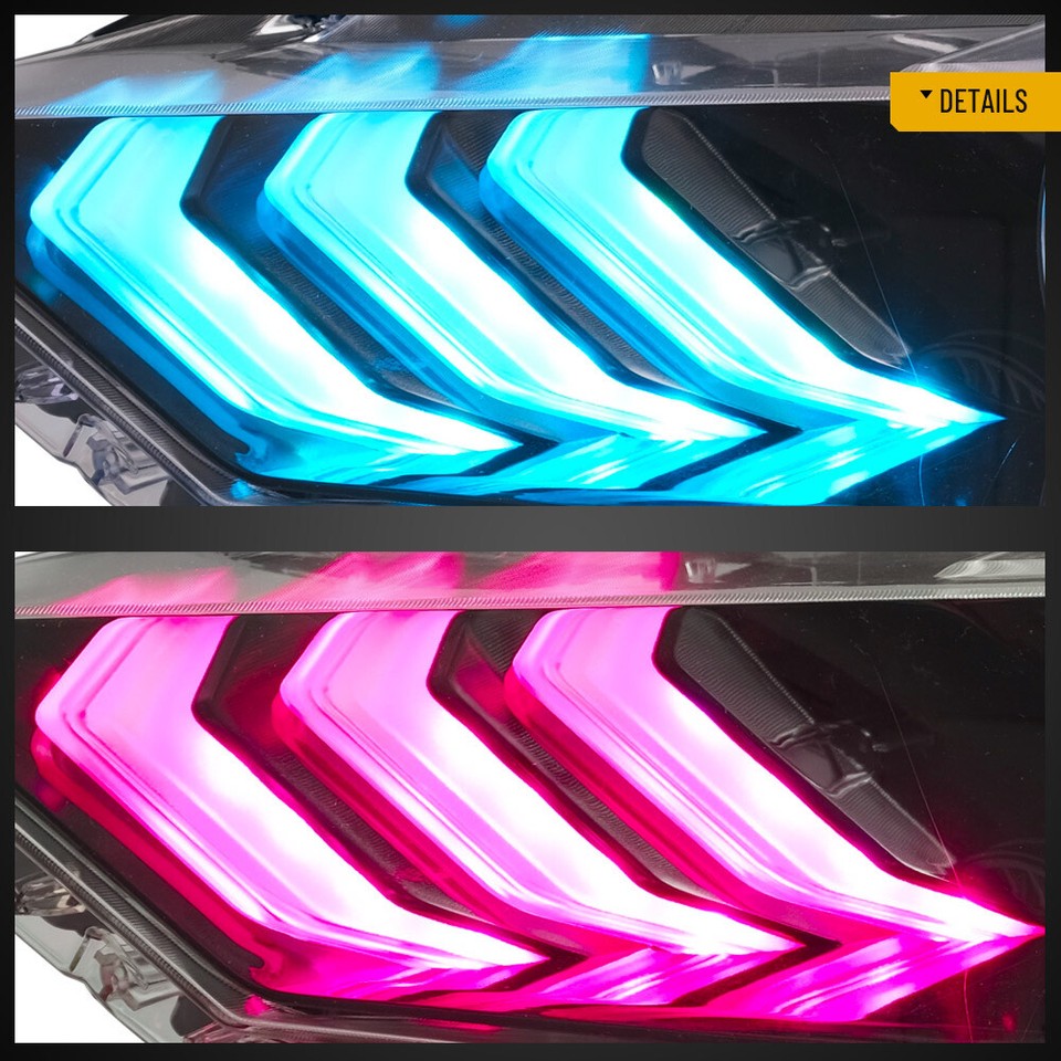 For 2018-2023 Ford Mustang RGB LED New Style Headlights DRL Front Lamps ...