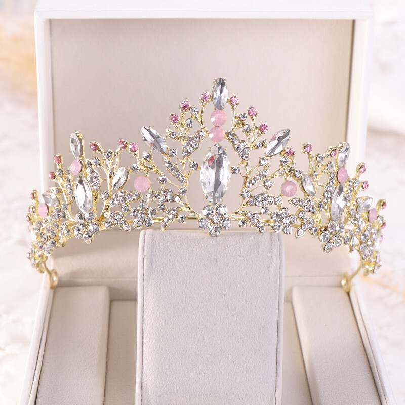 7cm Tall Leaf Crystal Wedding Bridal Queen Princess Prom Tiara Crown ...