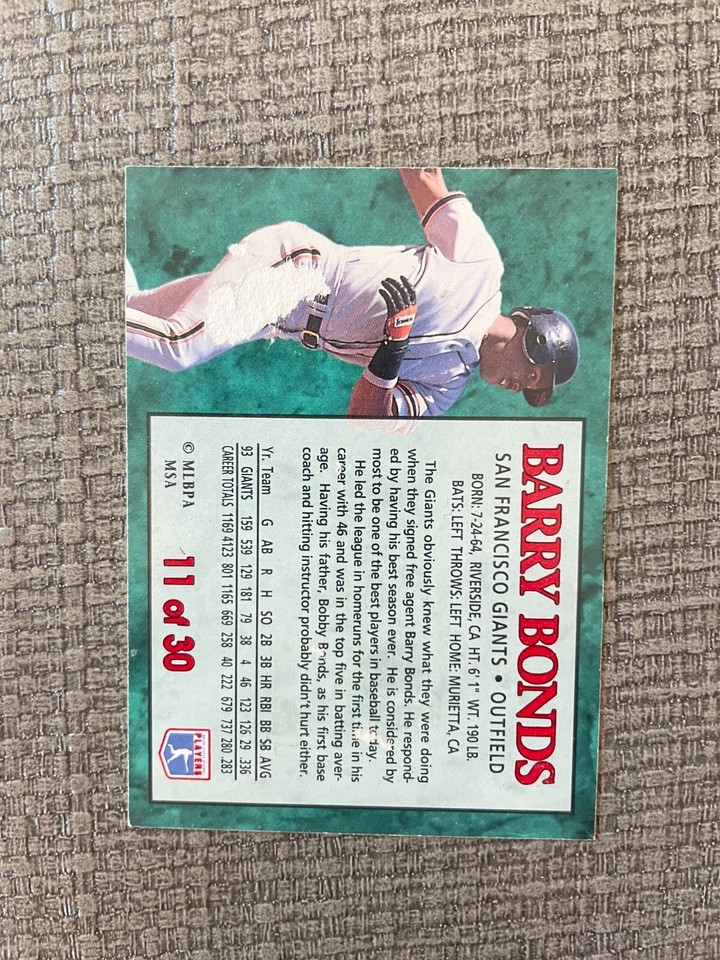 1994 Post Barry Bonds Signed Card | eBay