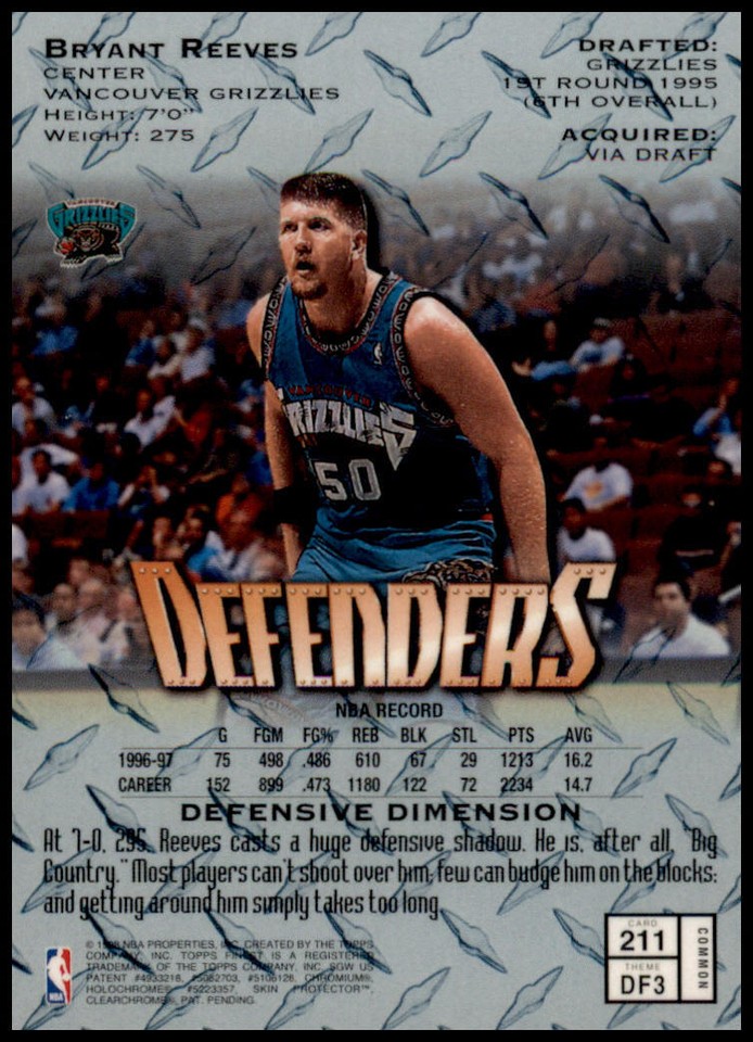 1997-98 Finest #211 Bryant Reeves | eBay