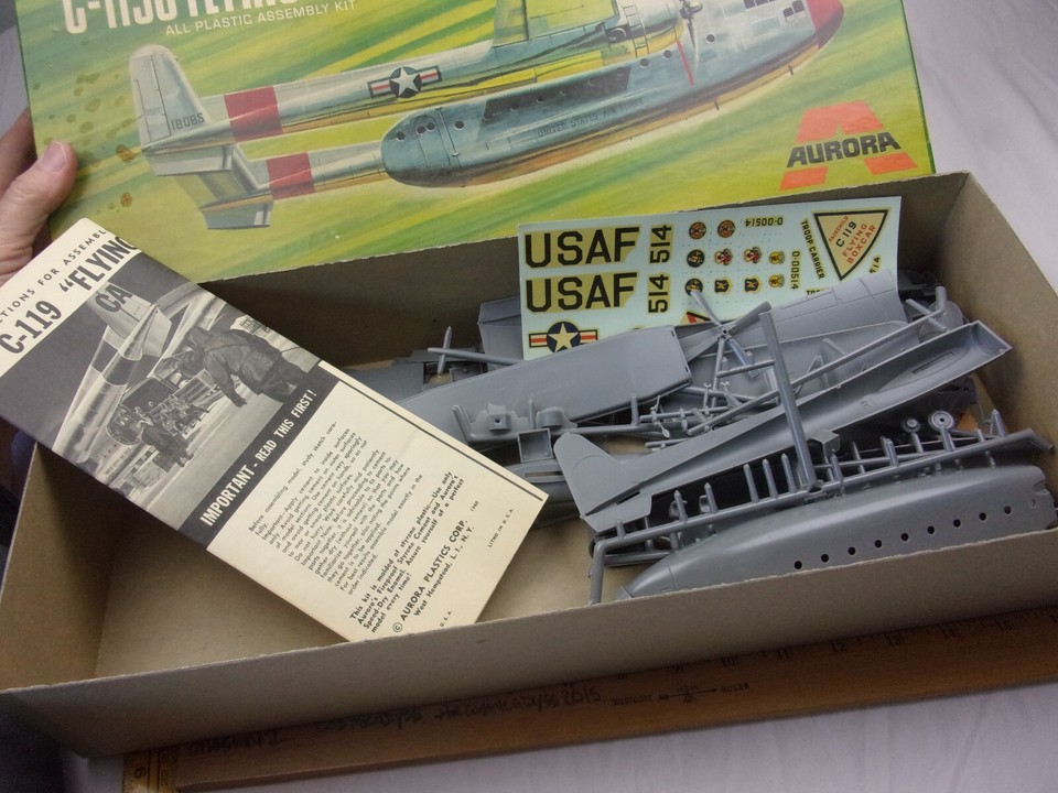 Fairchild C-119G Flying Boxcar AURORA model kit New/Open 1969 No. 393 ...