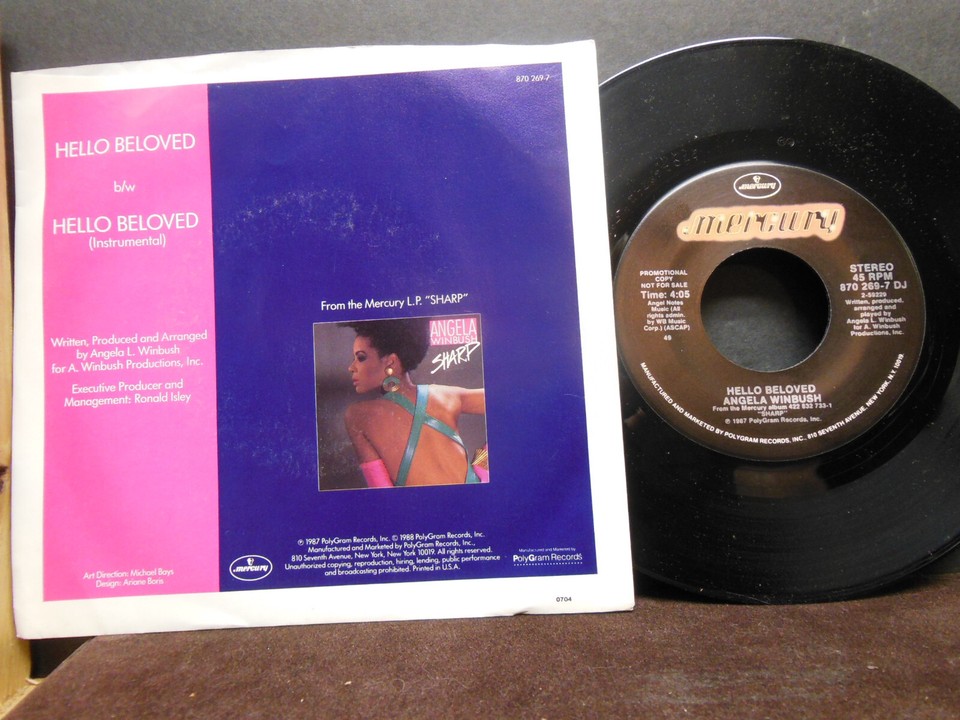 Promo! Angela Winbush – Hello Beloved / Instrumental, 45 RPM VG+ w/ PS ...